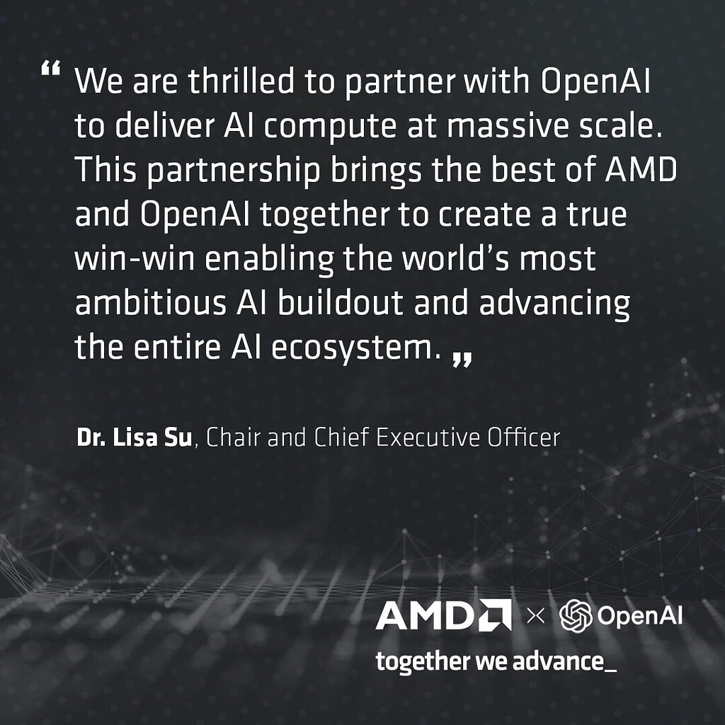 AMD x OpenAI partnership! Intel x Nvidia partnerships. Lots of ...